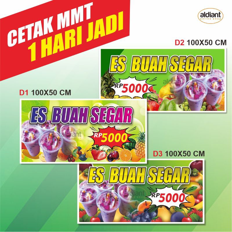 Jual CETAK SPANDUK MMT BANNER ES BUAH VIRAL 100X50 CM | Shopee Indonesia