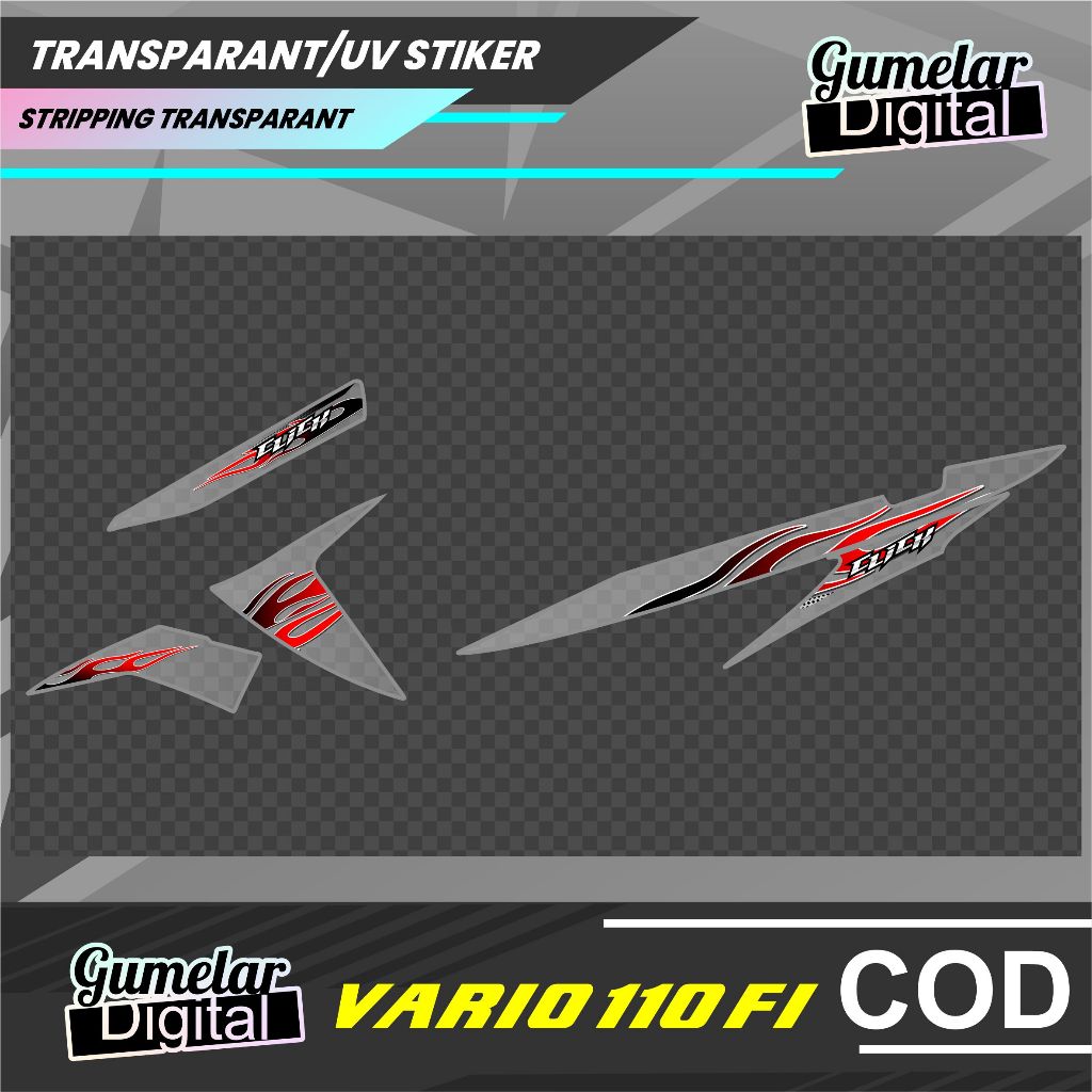 Jual STRIPPING TRANSPARAN UV CLEAR SIMPEL HONDA VARIO 110 API MERAH ...