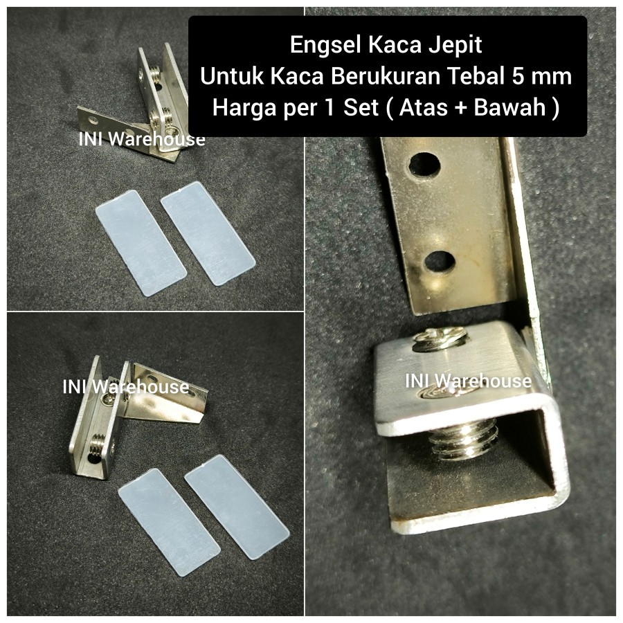 Jual Engsel Pivot Hinge Kaca Jepit Skrup ke Lemari Rak Tanpa Bor ...