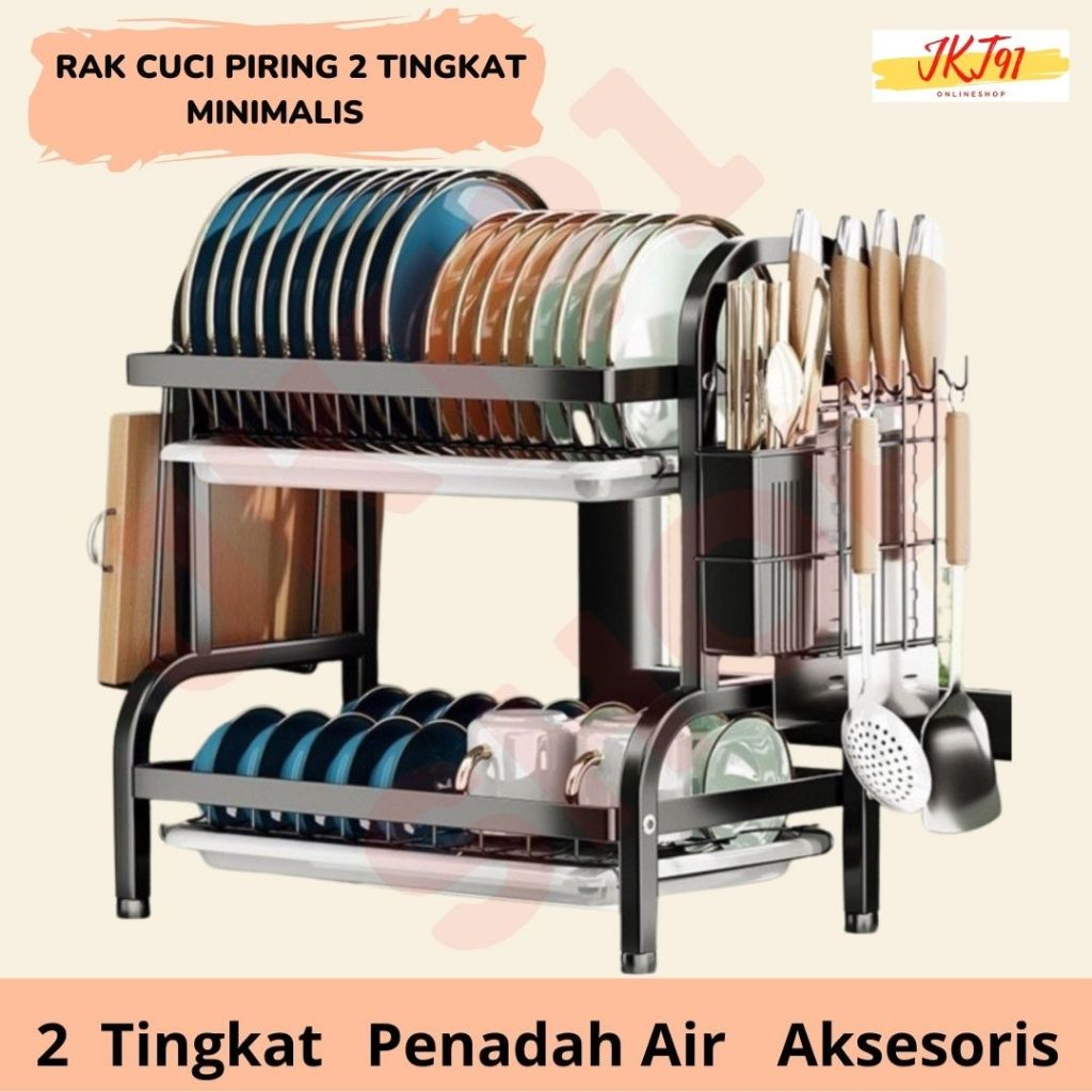 Jual Rak Cuci Piring Minimalis Stainless Rak Pengering Piring Susun Rak ...