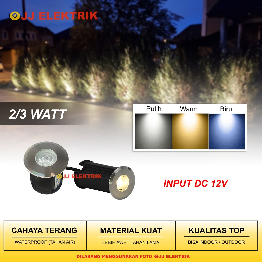 Jual Lampu Tanam Lantai LED Waterproof DC 12V 2W 3W - Sorot Taman, Halaman Rumah, Cafe, Restoran ...