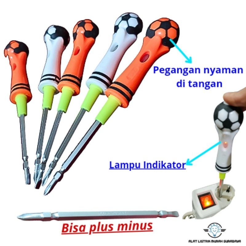 Jual Obeng tespen bolak balik ev-202(+/-)model bola | Shopee Indonesia