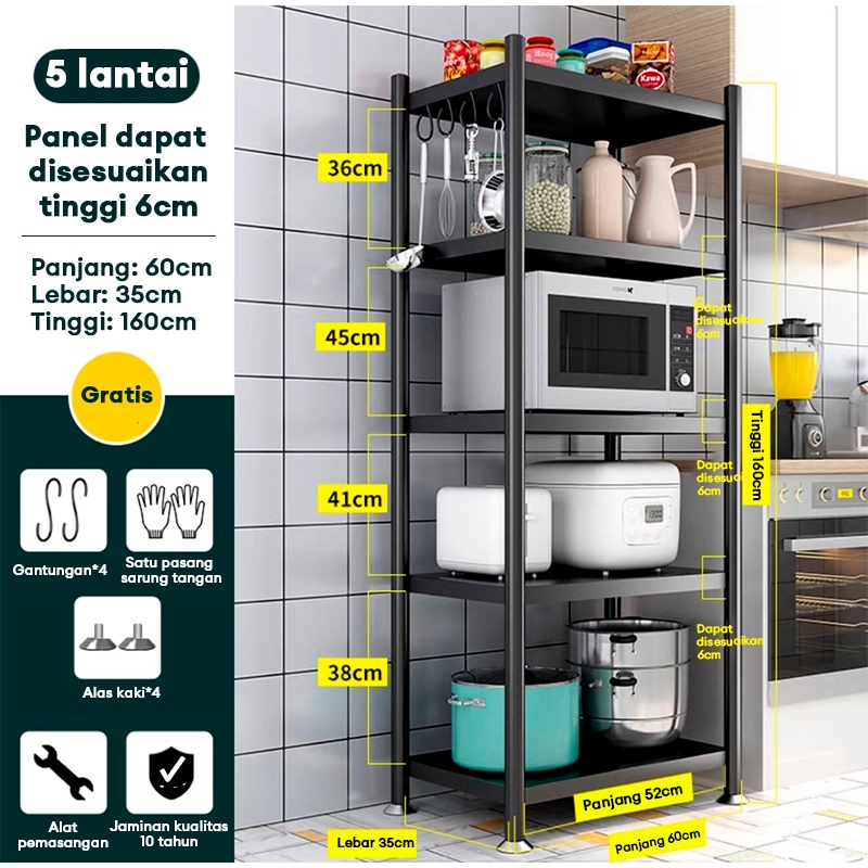 Jual Rak Oven Rak 5 susun Rak Microwave Rak Dapur Stainless Steel Rak ...