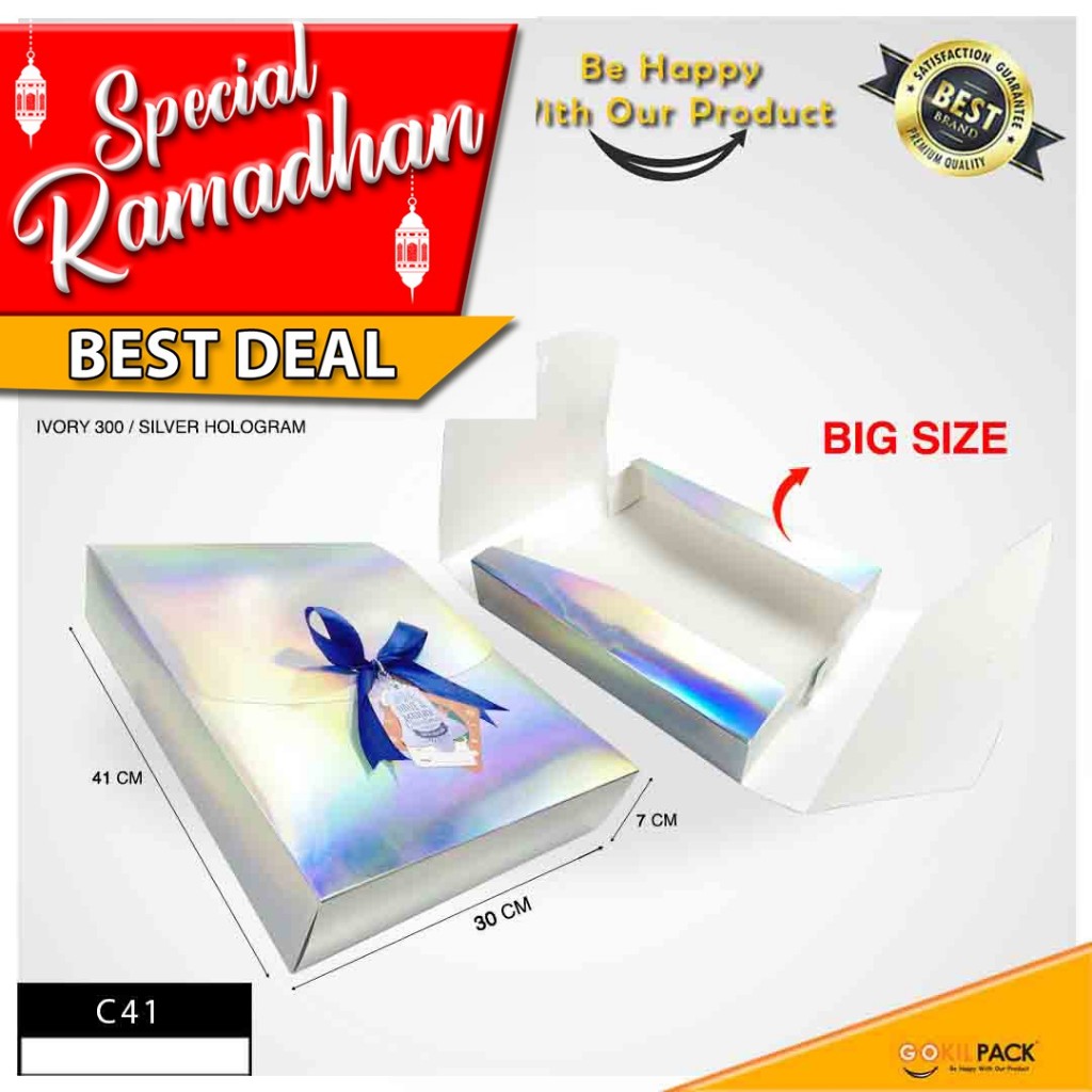 Jual Kotak Kado Hologram - Box Hampers - Dus Hadiah Silver Hologram - C41 | Shopee Indonesia