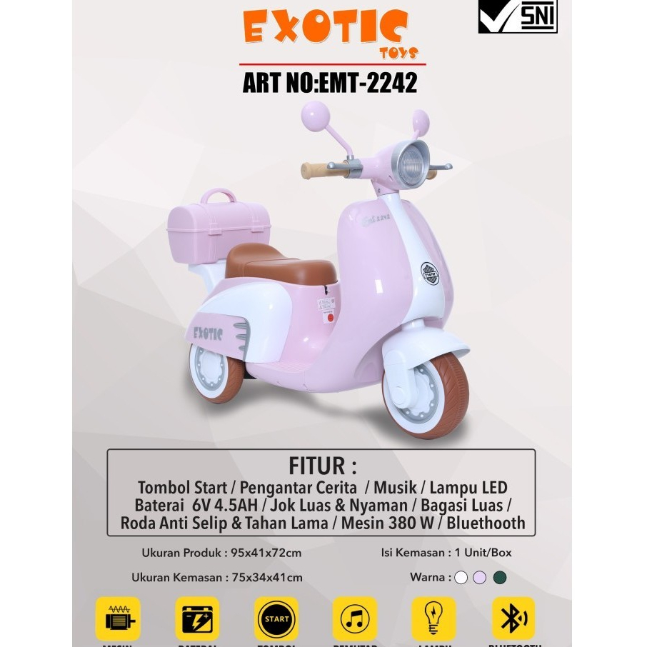 Jual Motor Aki Exotic EMT 2242 Model Vespa Mainan Anak Motoran - gowes ...