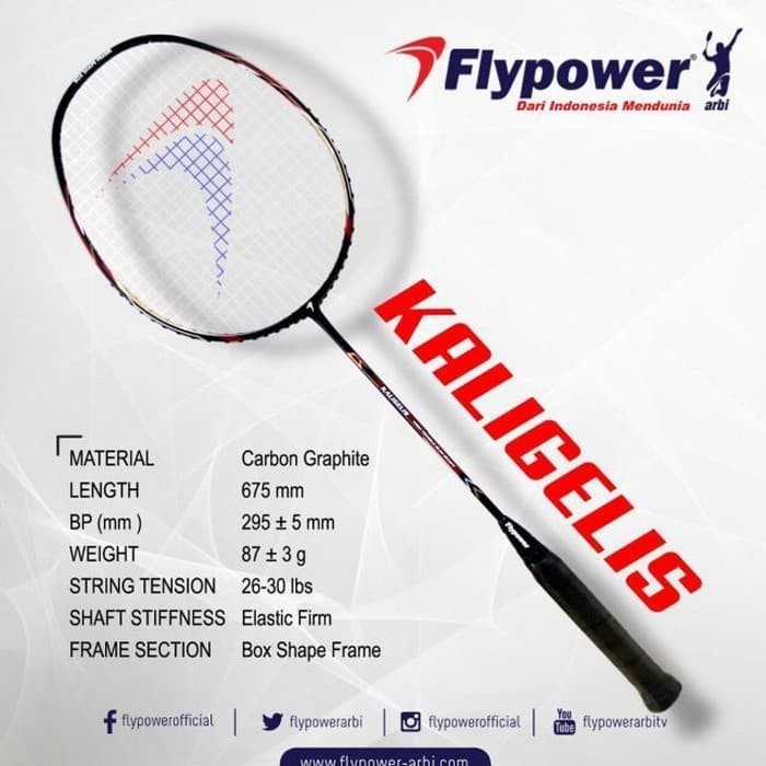Jual RAKET BADMINTON FLYPOWER KALIGELIS ORIGINAL (FREE PEMASANGAN SENAR ...