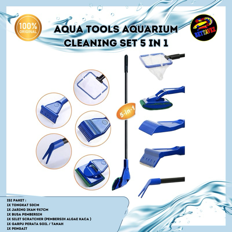 Jual Aqua Tools Aquarium Cleaning Set 5in1 Tongkat Cleaner Alat ...