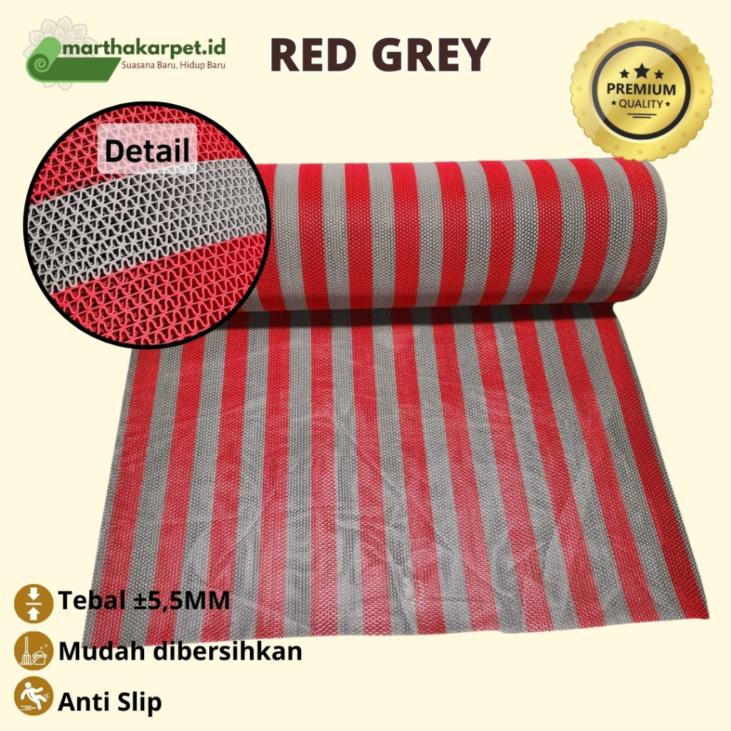 Jual Karpet PVC Kamar Mandi 1m x 1.2m, S Mat, Keset PVC ANTI SLIP - red ...