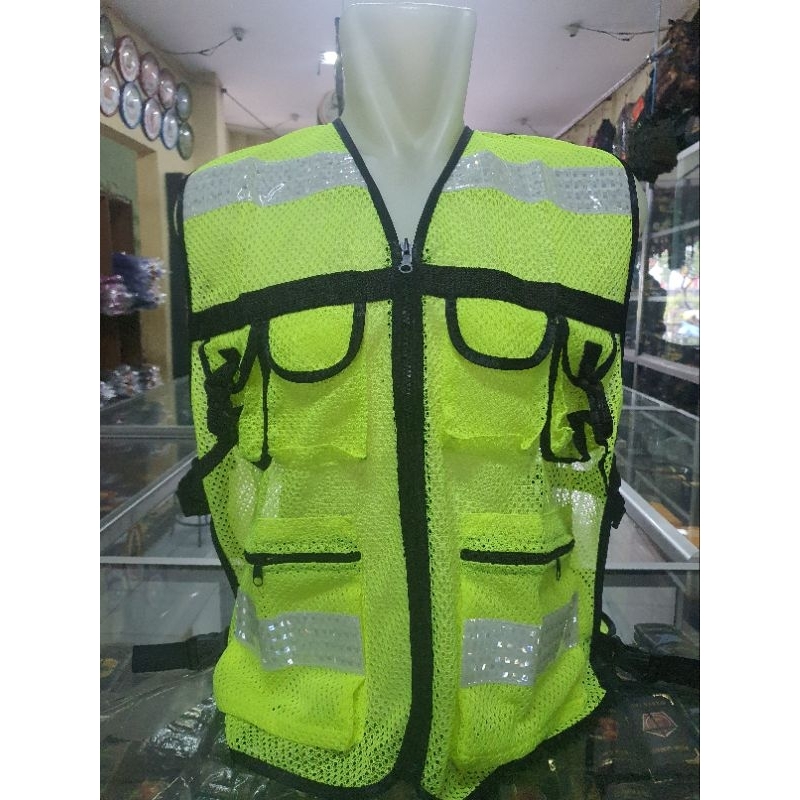 Jual Rompi Jaring Safety proyek Oren | Rompi Safety Kantong 6 | Rompi ...