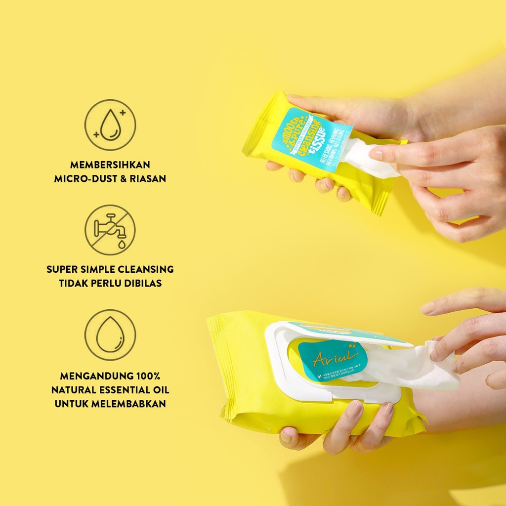 Jual ARIUL SMOOTH & PURE CLEANSING TISSUE 15 SHEETS | Shopee Indonesia