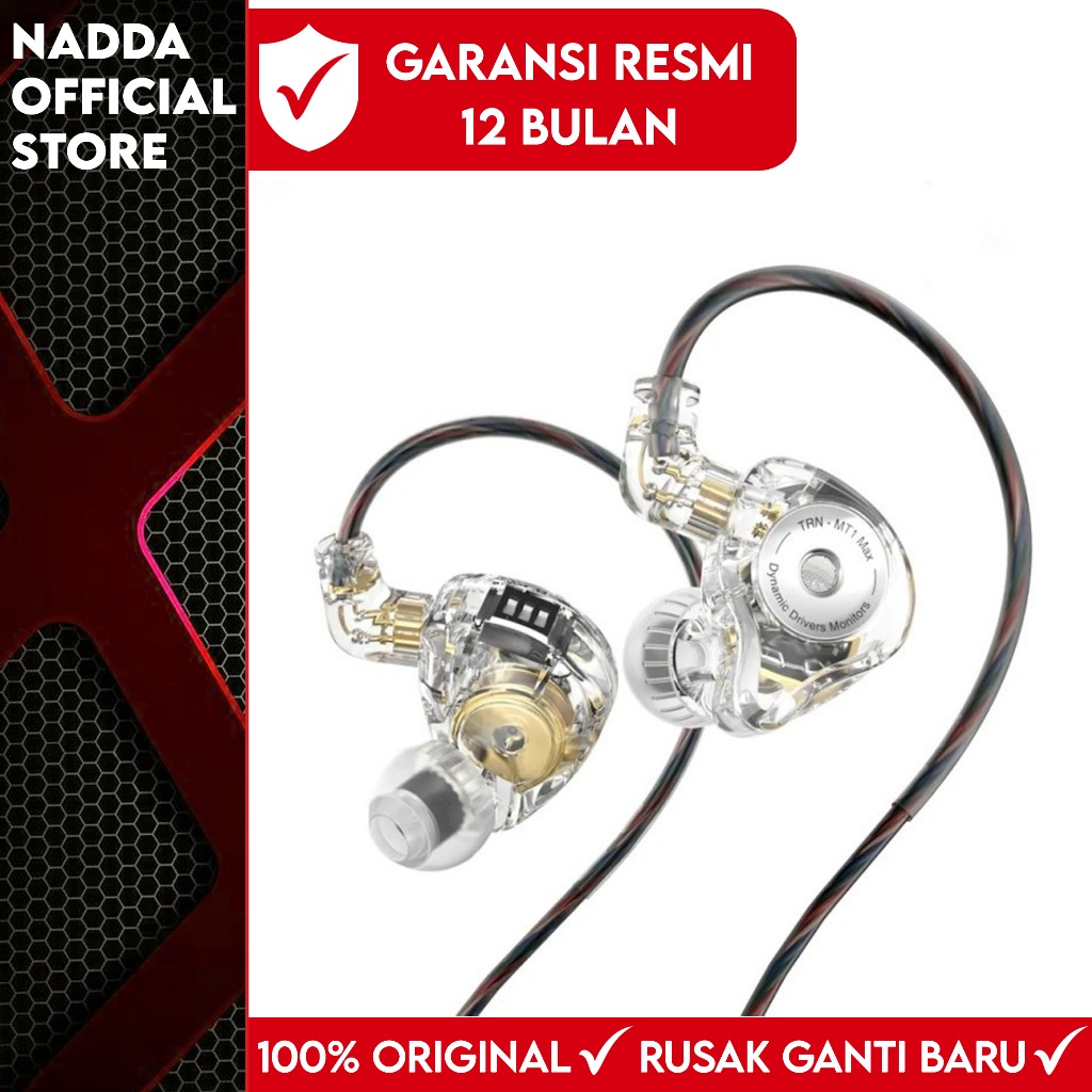 Jual TRN MT1 MAX Tuning HiFi Earphone Dual Magnet Driver Headset IEM ...