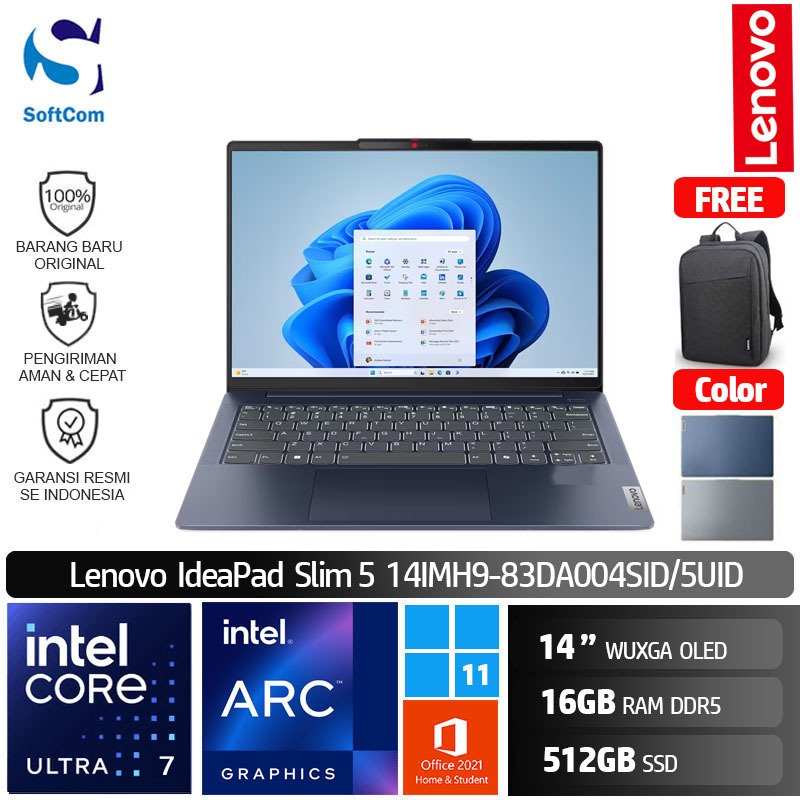 Jual Lenovo IP5 Slim 5 4SID 5UID Ultra 7 155H/16GB/512GB SSD/14" OLED/W11 | Shopee Indonesia