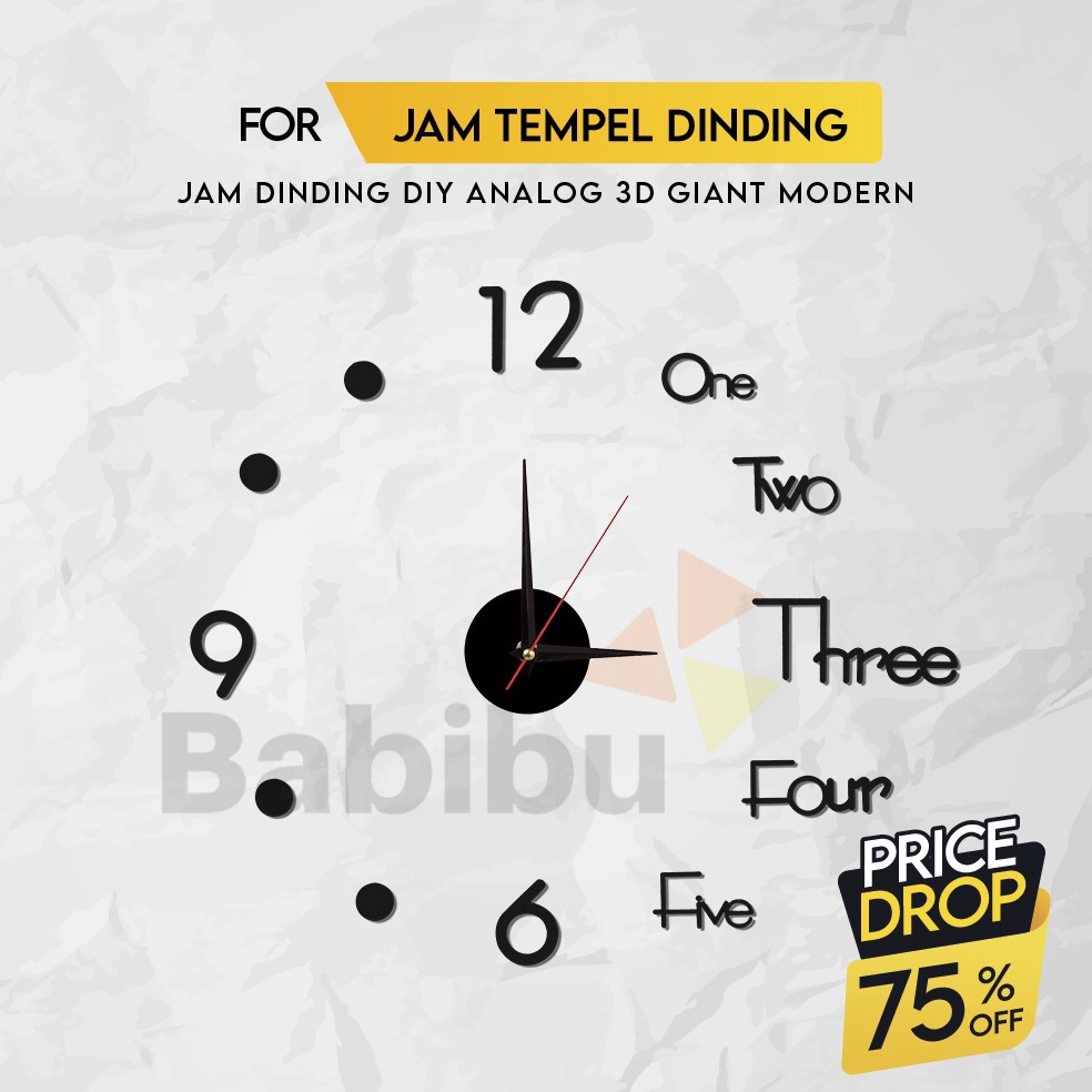 Jual Beli Dong Jam Dinding DIY Jam Tempel Dinding Analog 3D Giant ...