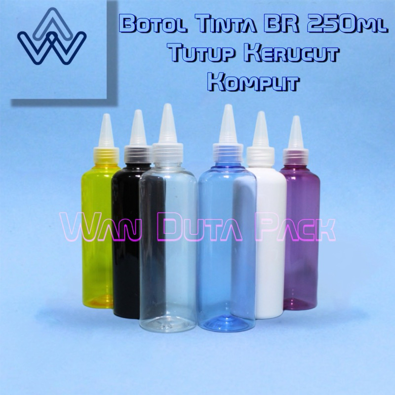 Jual Botol Tinta 250ml | Botol PET Tutup Kerucut 250ml | Shopee Indonesia