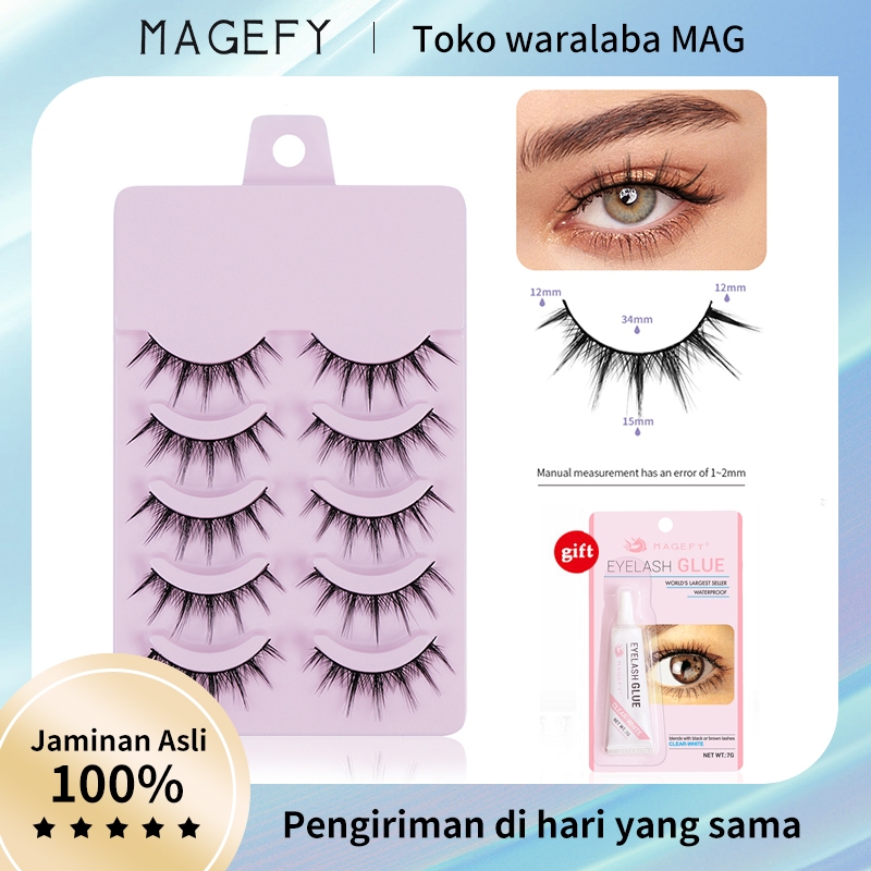 Jual MAGEFY 5 Pasang / Set Bulu Mata Palsu Natural Korea False Eyelashes Lembut 3D Eyelashes ...