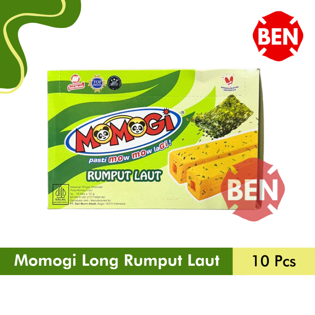 Jual Momogi Stick RUMPUT LAUT SEAWEED 1 Pak Box isi 10 Pcs Hijau Chiki ...