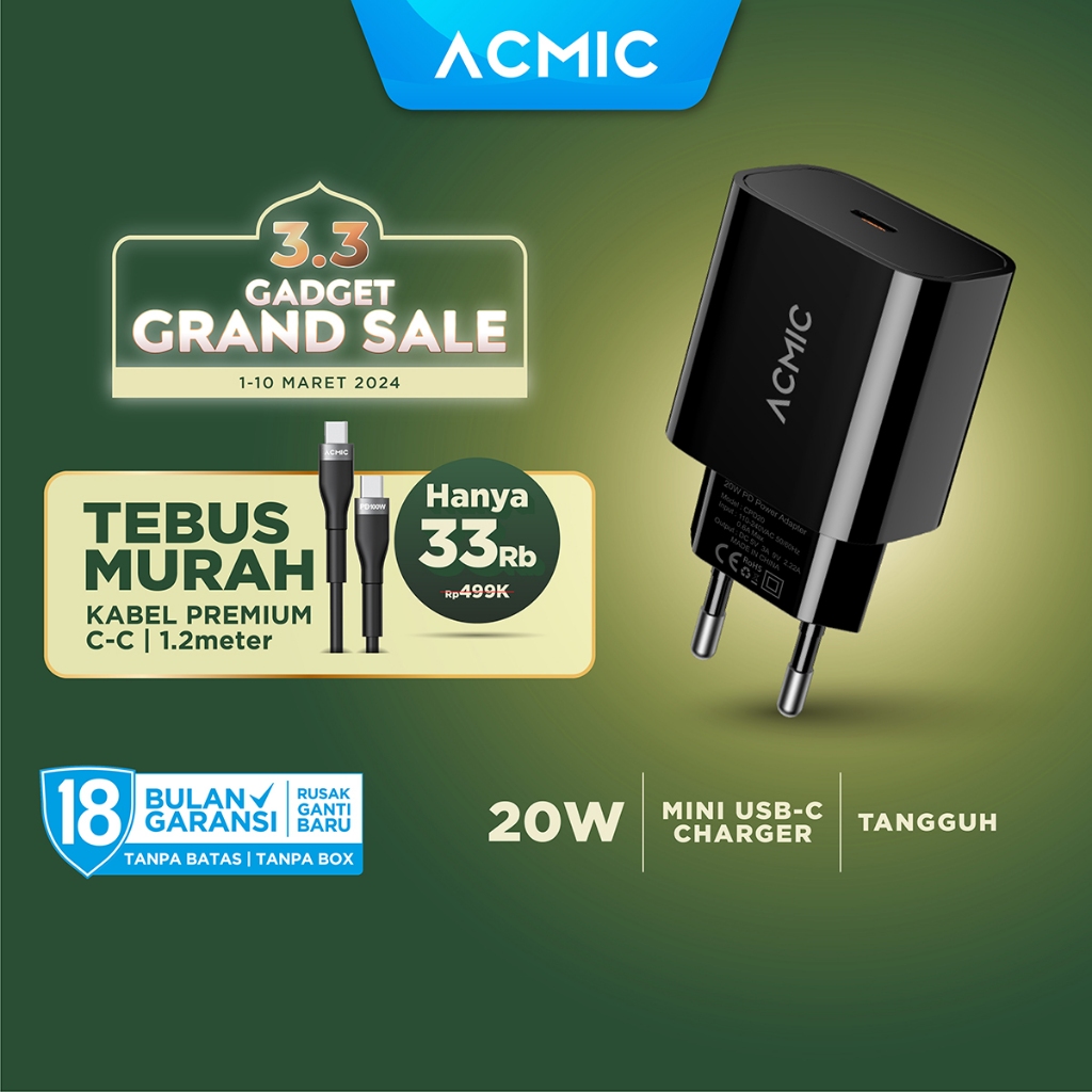 Jual ACMIC CPD20 Type C 20W Kepala Charger Fast Charging Adaptor for ...