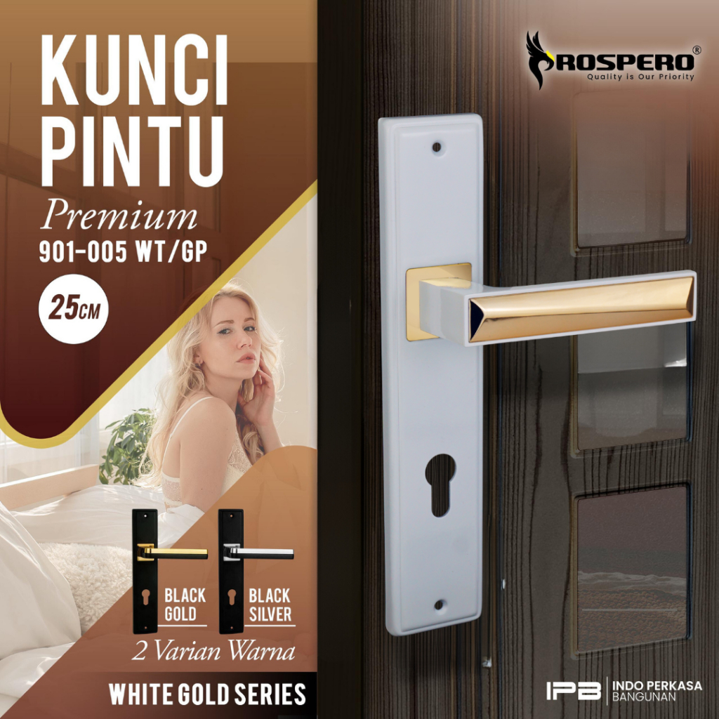 Jual PROSPERO Handle Pintu Modern Gaya Eropa Elegant White Gold Ukuran ...
