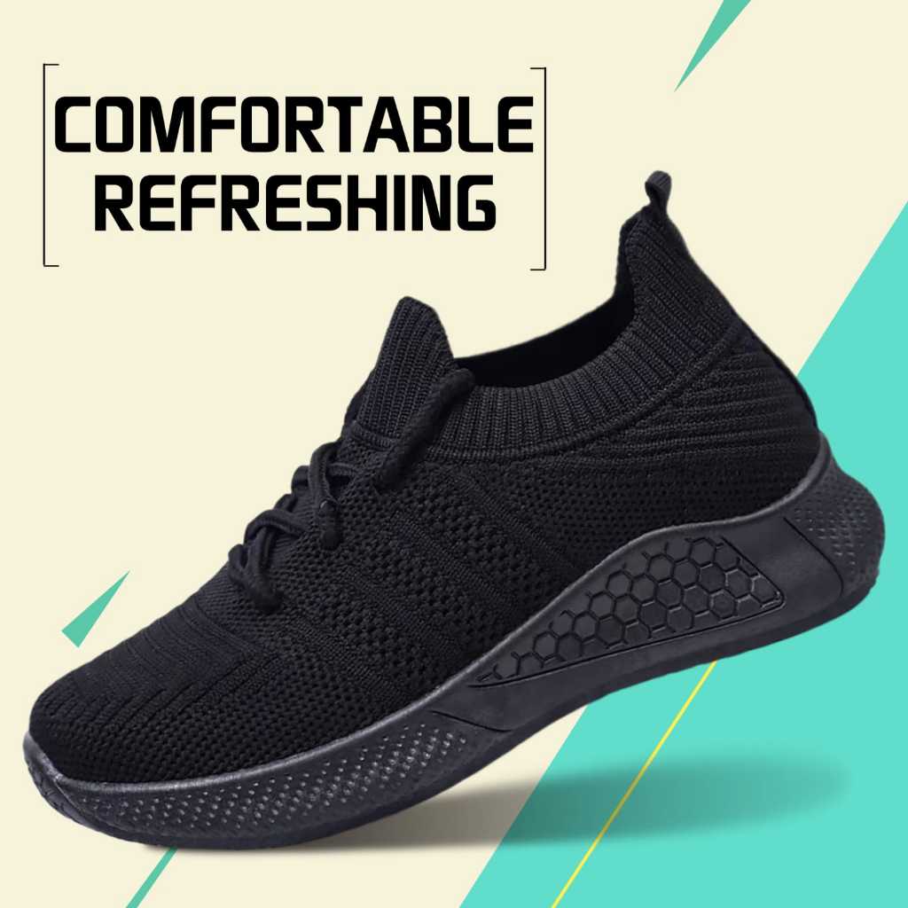 Jual Sepatu Wanita Sneakers Full hitam Sepatu Olahraga Sepatu Jogging ...