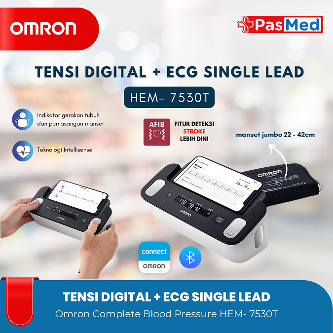 Jual PASMED | OMRON Tensimeter Digital Omron HEM-7530T + Pemeriksaan EKG | Shopee Indonesia