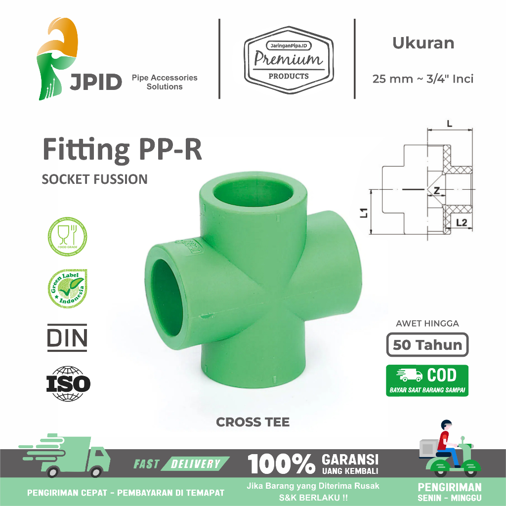 Jual Fitting PPR Cross Tee PPR 25 mm ~ 3/4" Inci | Shopee Indonesia