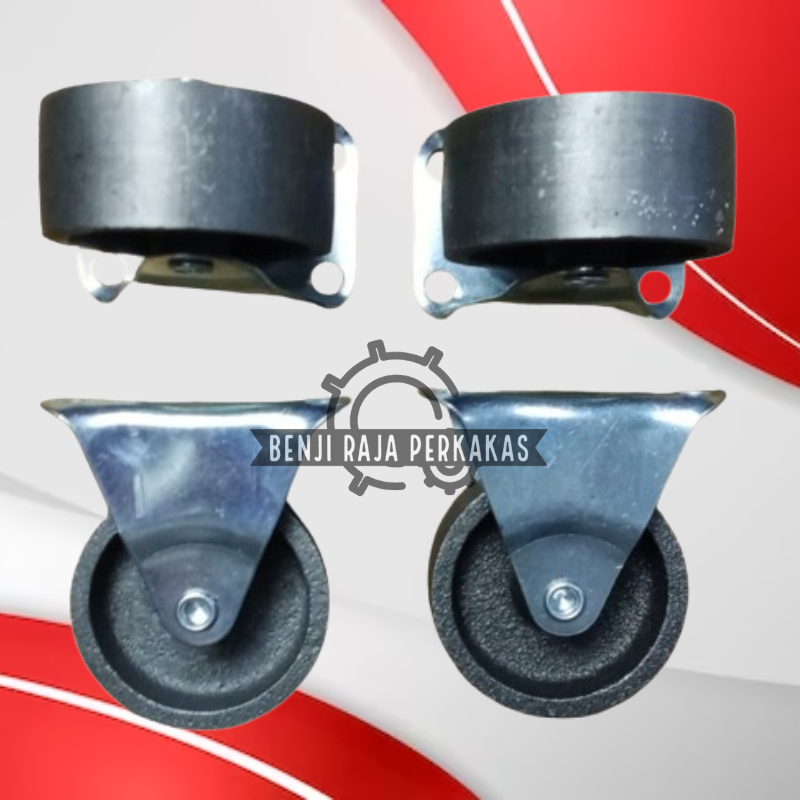Jual Roda Troli 2" Hidup Mati Roda Besi 2 Inch Heavy Duty + Double ...