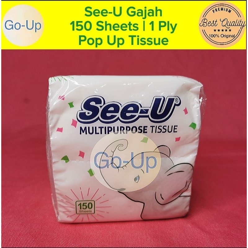 Jual Tisu Tissu See-U Gajah Pop Up Tissue 150 Sheets 1 Ply Tisu Meja ...