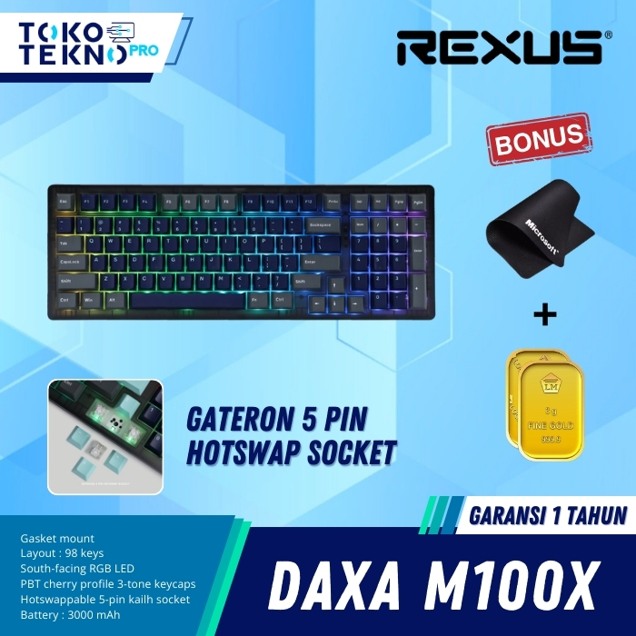 Jual Rexus Daxa M100x Ultimate 3in1 Wireless Mechanical Keyboard ...