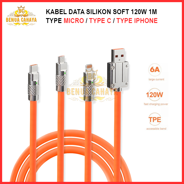 Jual BC - Kabel Data PD 120W Soft Rubber Fast Micro Type C Ligthning ...