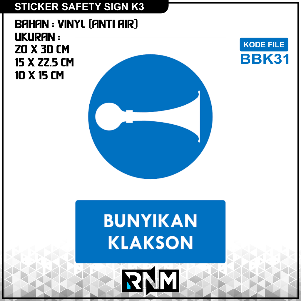 Jual STICKER SAFETY SIGN RAMBU K3 BUNYIKAN KLAKSON | Shopee Indonesia