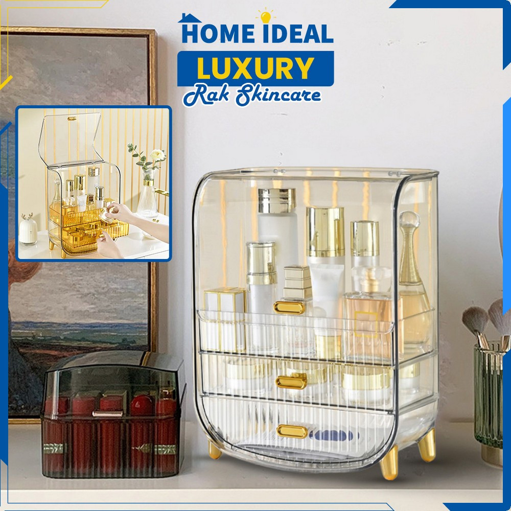 Jual Luxury Rak Skincare Rak Kosmetik dengan Laci Anti Debu Transparan ...