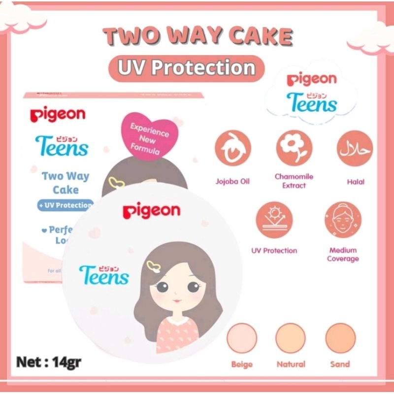 Jual Pigeon Teens Two Way Cake + UV Protection 14g/ Bedak Padat | Shopee Indonesia