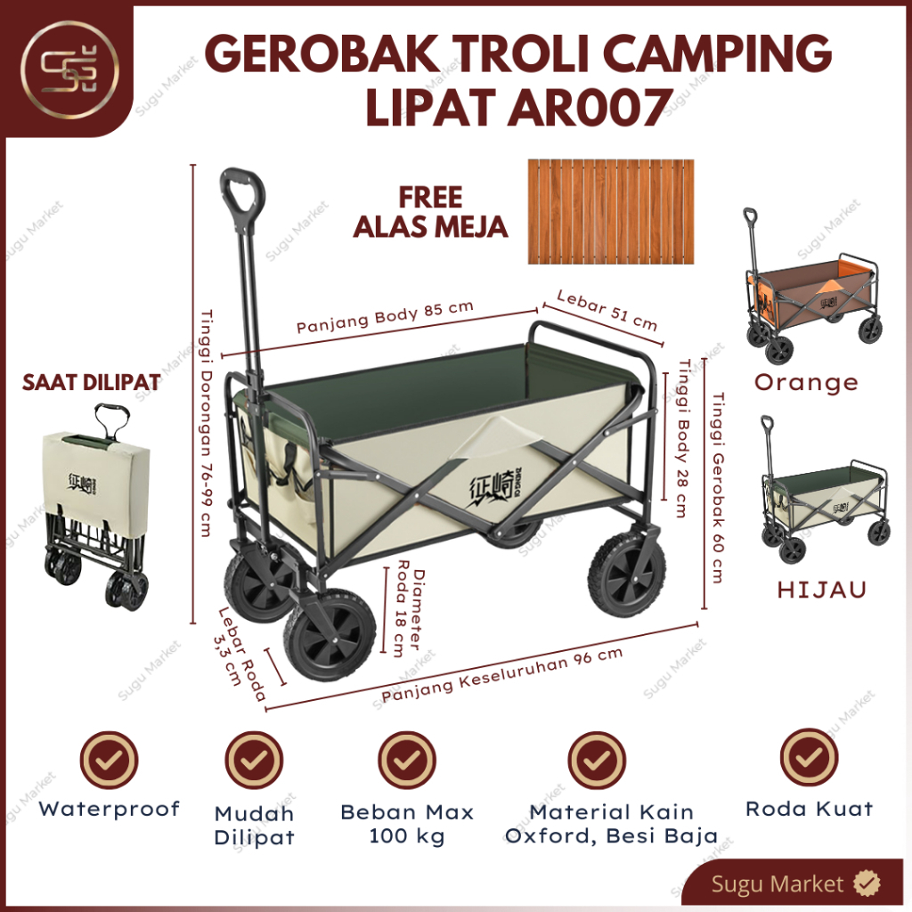 Jual Gerobak Lipat BESAR 150 Liter | Troli Barang Box Serbaguna Camping ...