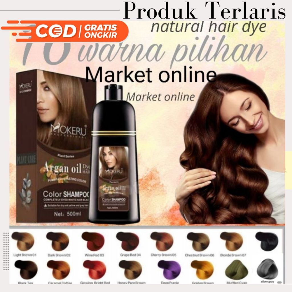 Jual Mokeru Herbal - shampoo Pewarna Rambut Natural Bahan Argan Oil ...