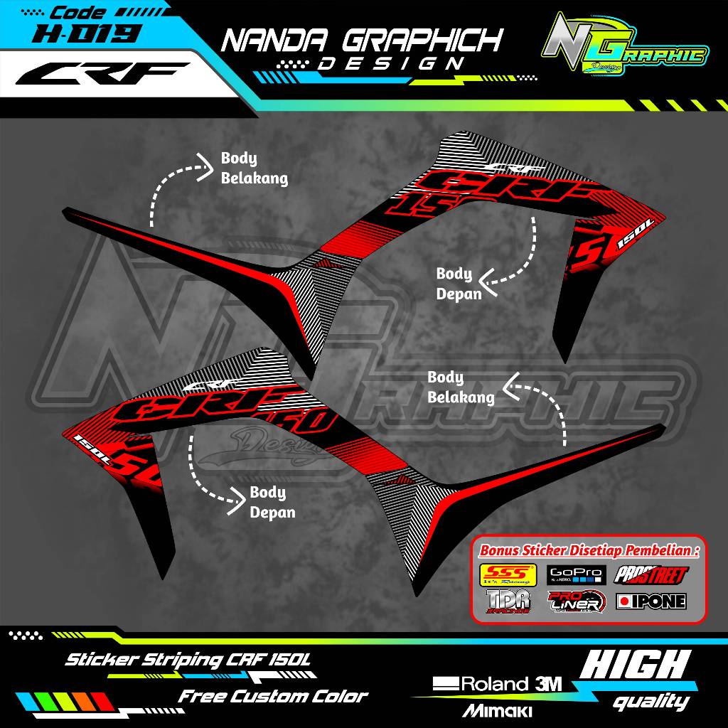 Jual Stiker Striping CRF Kanan Kiri Motif Ori CRF Sticker Variasi Warna ...