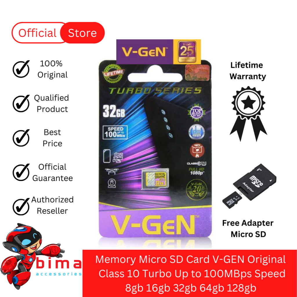 Jual Memory Card VGEN Micro SD Card V-GEN Original 32GB Class10 Turbo ...