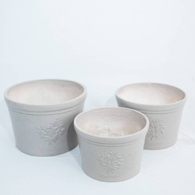 Jual Pot bunga pot keramik pot tanaman hias model bulat warna abu abu ...