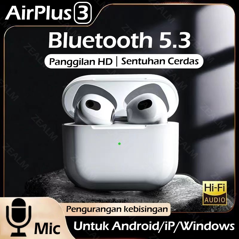 Jual AirPlus 3 TWS Bluetooth Earphone Wireless with Mic Touch Tahan Air ...