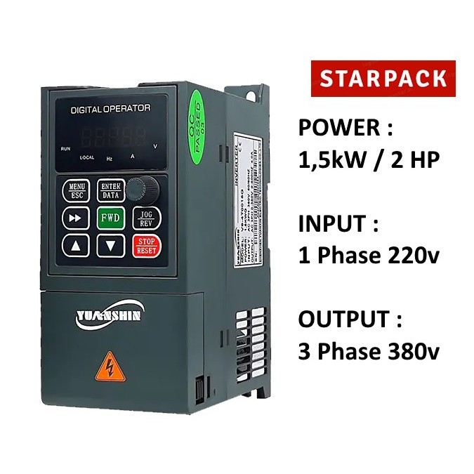 Jual Inverter VFD Yuanshin V9 1,5kW/ 2HP Input 1Phase 220V Output 3Ph 380V | Shopee Indonesia