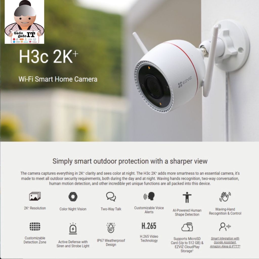 Jual EZVIZ H3C KAMERA CCTV WIFI IP CAMERA OUTDOOR 4MP 2K COLOR NIGHT ...