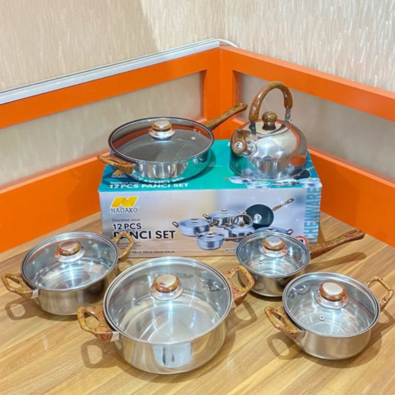 Jual Panci Set 12pcs Stainless Cookware Set(Nagako) | Shopee Indonesia