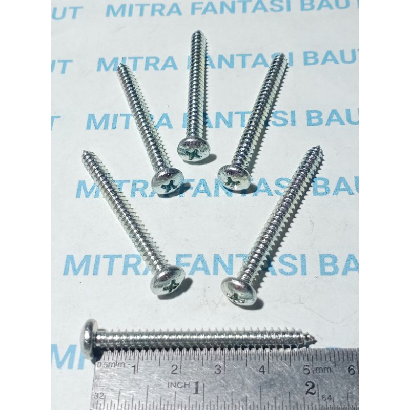 Jual ( 20pcs ) Baut Skrup/Cacing JP 10x2 inch kepala bulat UNIVERSAL ...