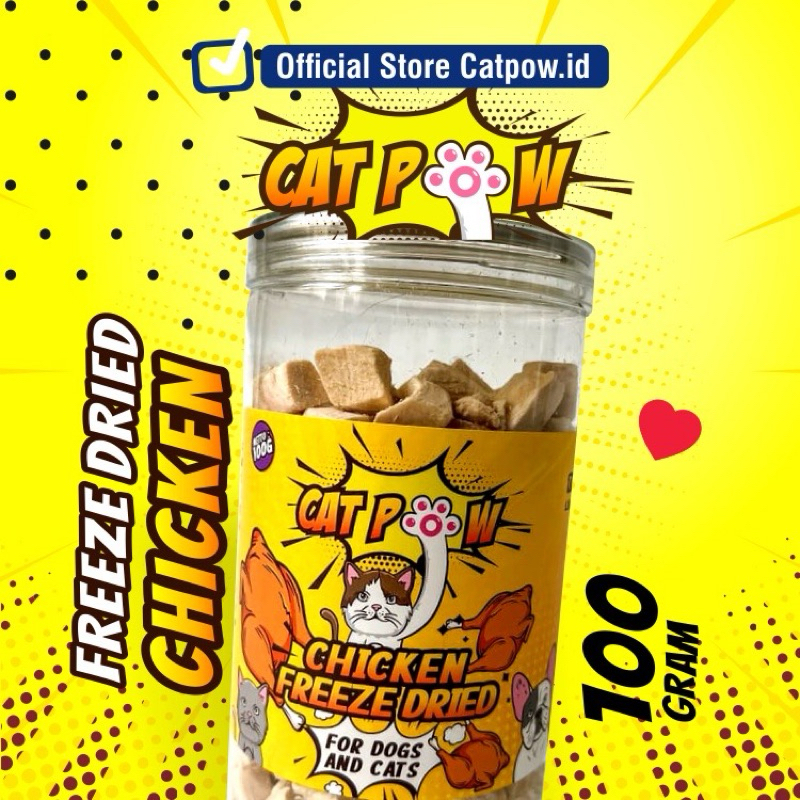 Jual CATPOW Freeze Dried Pet Snack for Cats Dogs 100g Chicken/Ayam ...