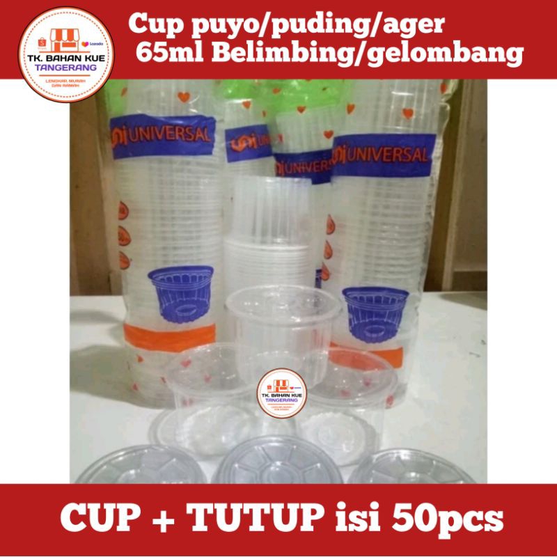 Jual Cup puding/puyo/ager 65ml model belimbing/gelombang isi 50pcs ...