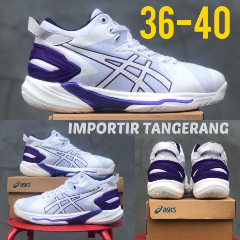 Jual Sepatu Voli Wanita Putih Ungu 45ics Gelbrust26 Sepatu Volly Cewe ...