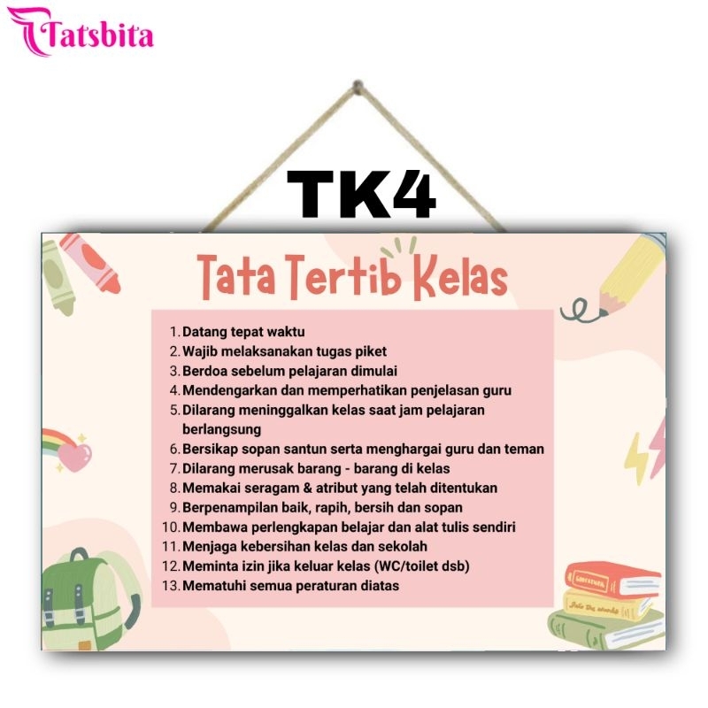 Jual TATSBITA Pajangan Hiasan Dinding Dekorasi Wall Decor Tata Tertib Kelas Sekolah SD/SMP ...