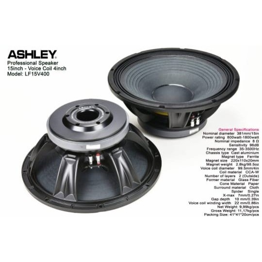 Jual ashley lf15v400 / 15V400 / lf-15v400 speaker komponen 15inch | Shopee Indonesia