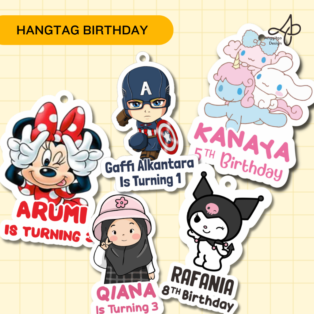 Jual Hangtag Birthday Custom Bentuk Hang Tag Ulang Tahun Anak Custom ...