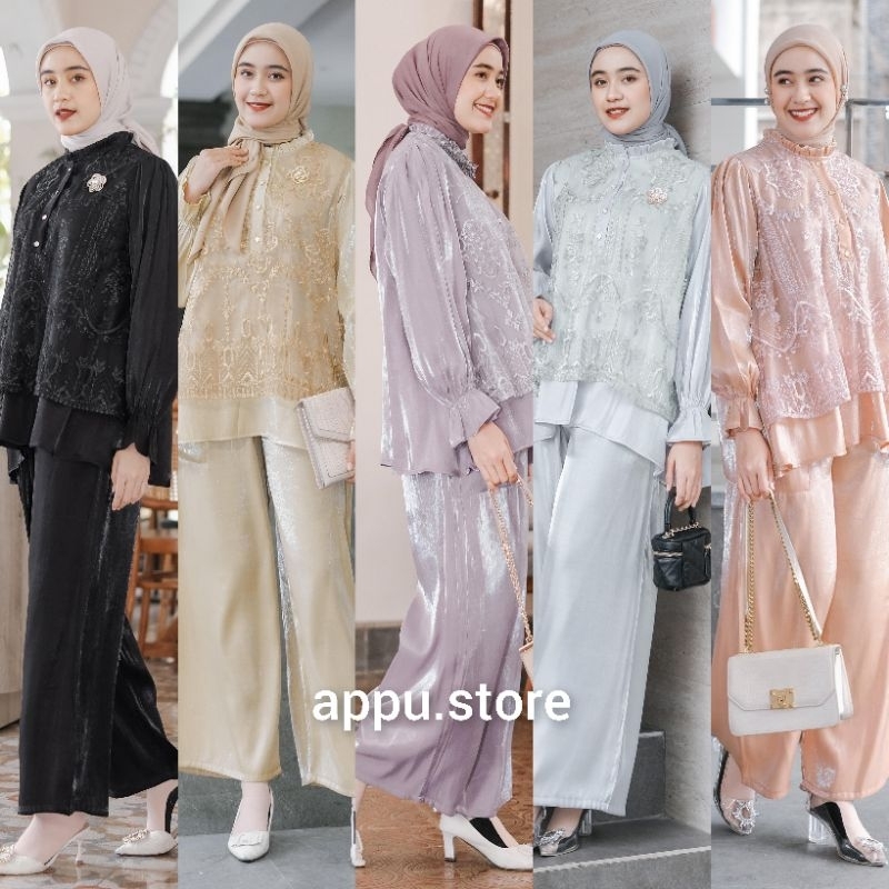 Jual Naifa One Set Wanita Kekinian Shimmer Polos LD 110 / Baju Setelan ...