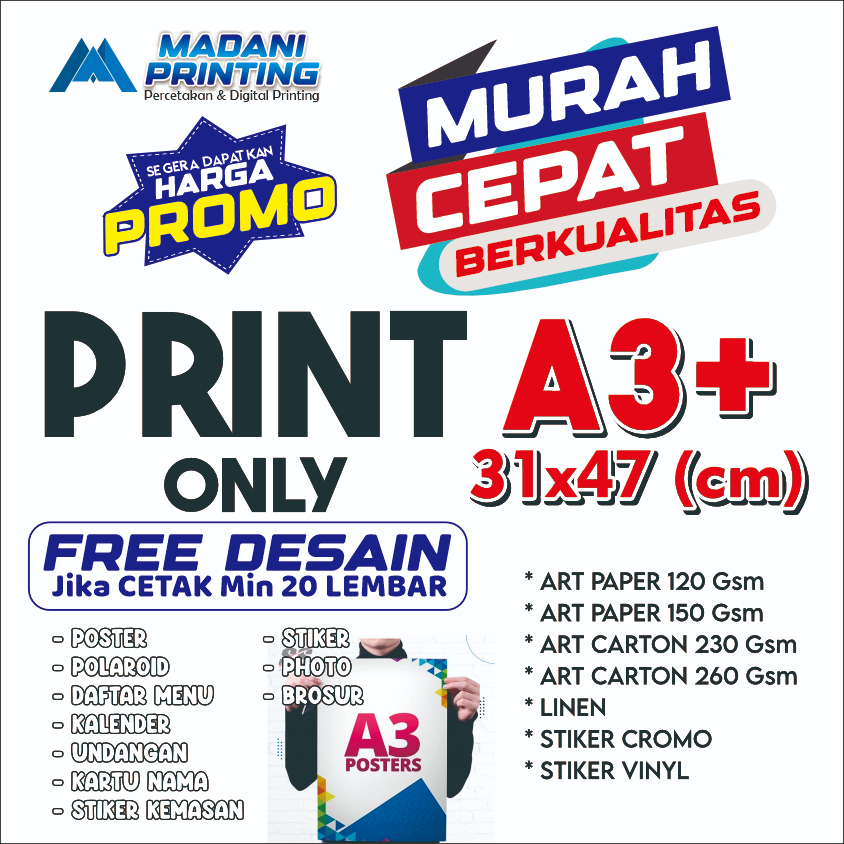 Jual PRINT A3+ [PROMO RAMADHAN] | CETAK A3 | ART CARTOON | ART PAPER ...